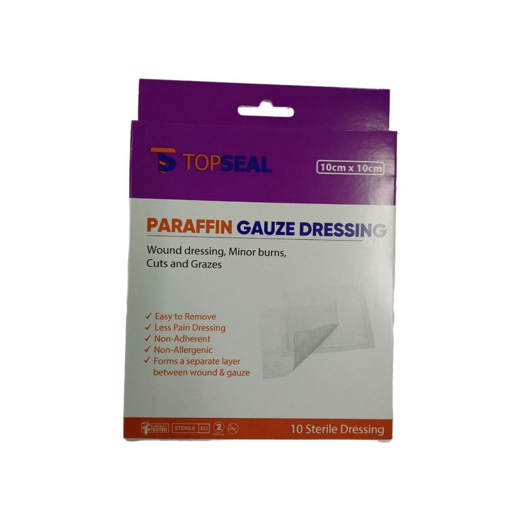 TOPSEAL PARAFFIN GAUZE DRESSING 10CM X 10CM 10'S (EXP: 09/2027) | Shopee Malaysia