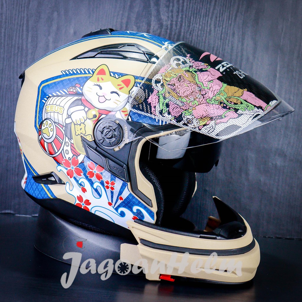 ZEUS HELMET ZS613C AJ42 MODULE | MATT MILK TEA DEEP BLUE | ZS613 C ...