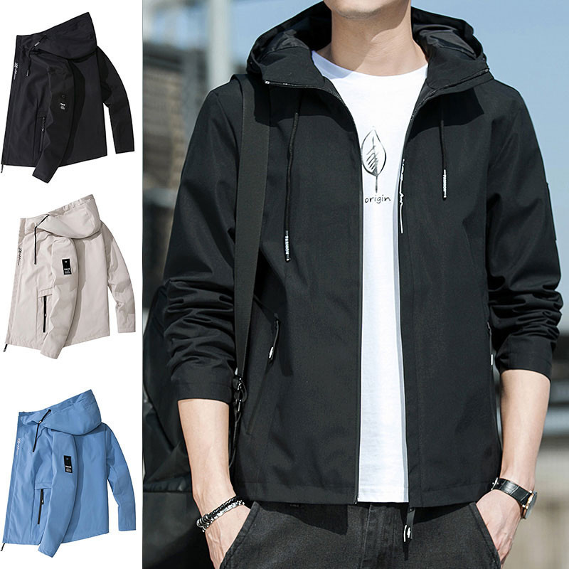 Handsome Men Jacket Fashionable Hooded Jacket Korean Windproof Jacket ...