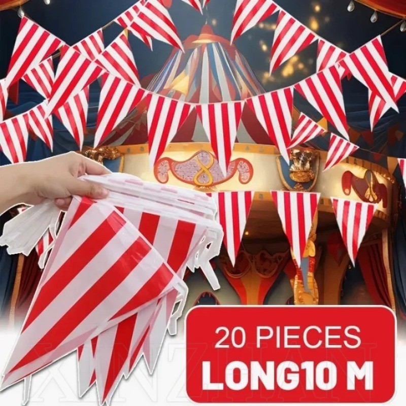 10m Carnival Theme Party Flag - Party Triangle Bunting - Classic Red ...