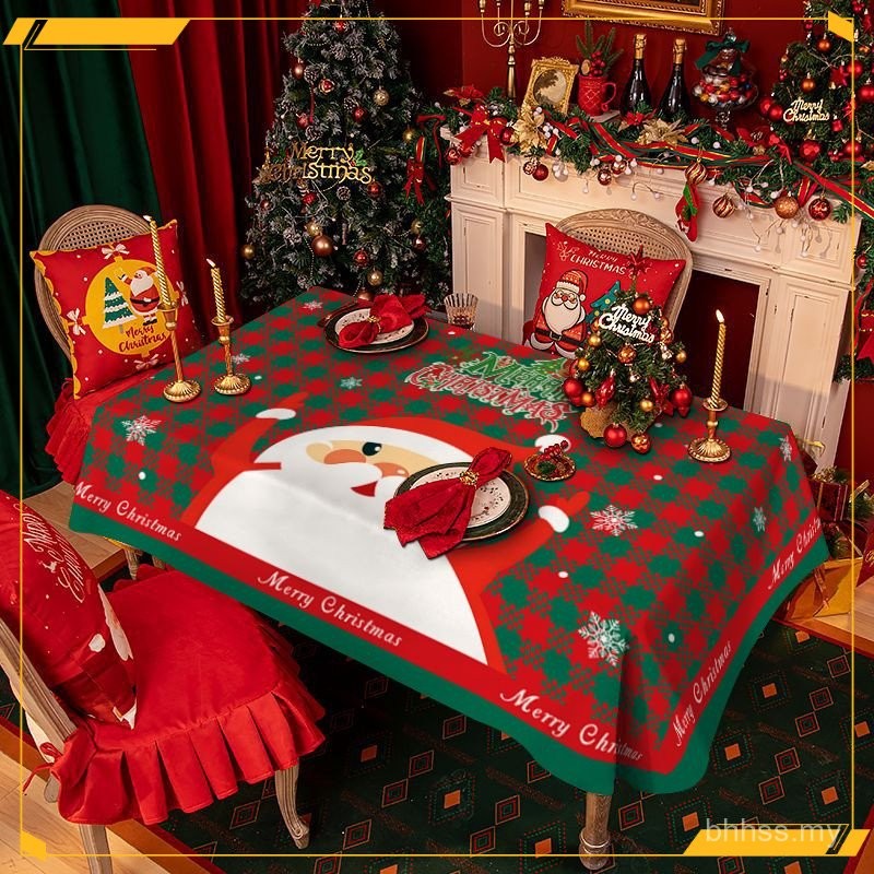 Tikar meja kain meja Hari Krismas baru, kain meja merah, cetakan bunga ...