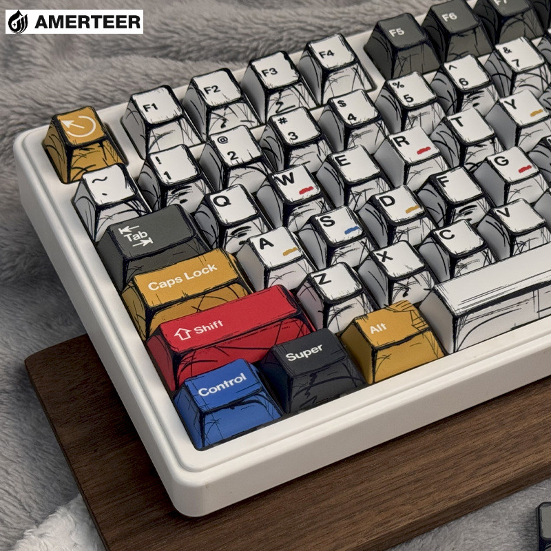 Amerteer 136 keys comic color keycap set Cherry Profile PBT for MX Switches Mechanical keyboard ...