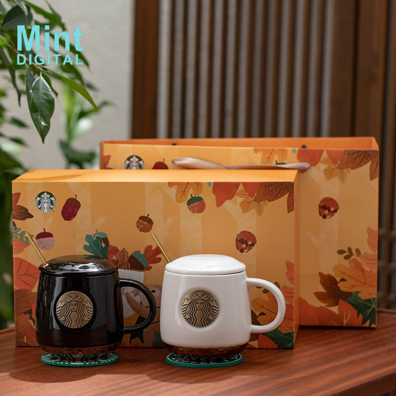 Starbucks Cup Gift Box Ceramic Cup Coffee Mug Maple Leaf Fox Cup ...