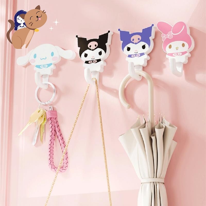 Hello Kitty Melody Cartoon Plastic Hooks Wall Self Adhesive Traceless ...