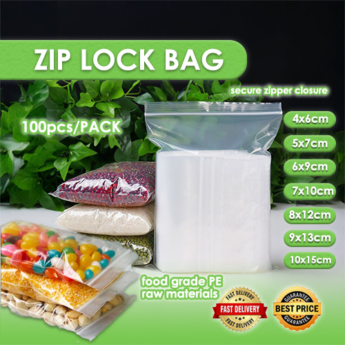 100PCS Small Transparent Zip Lock Bag Extra Thick (0.08mm & 0.12mm ...