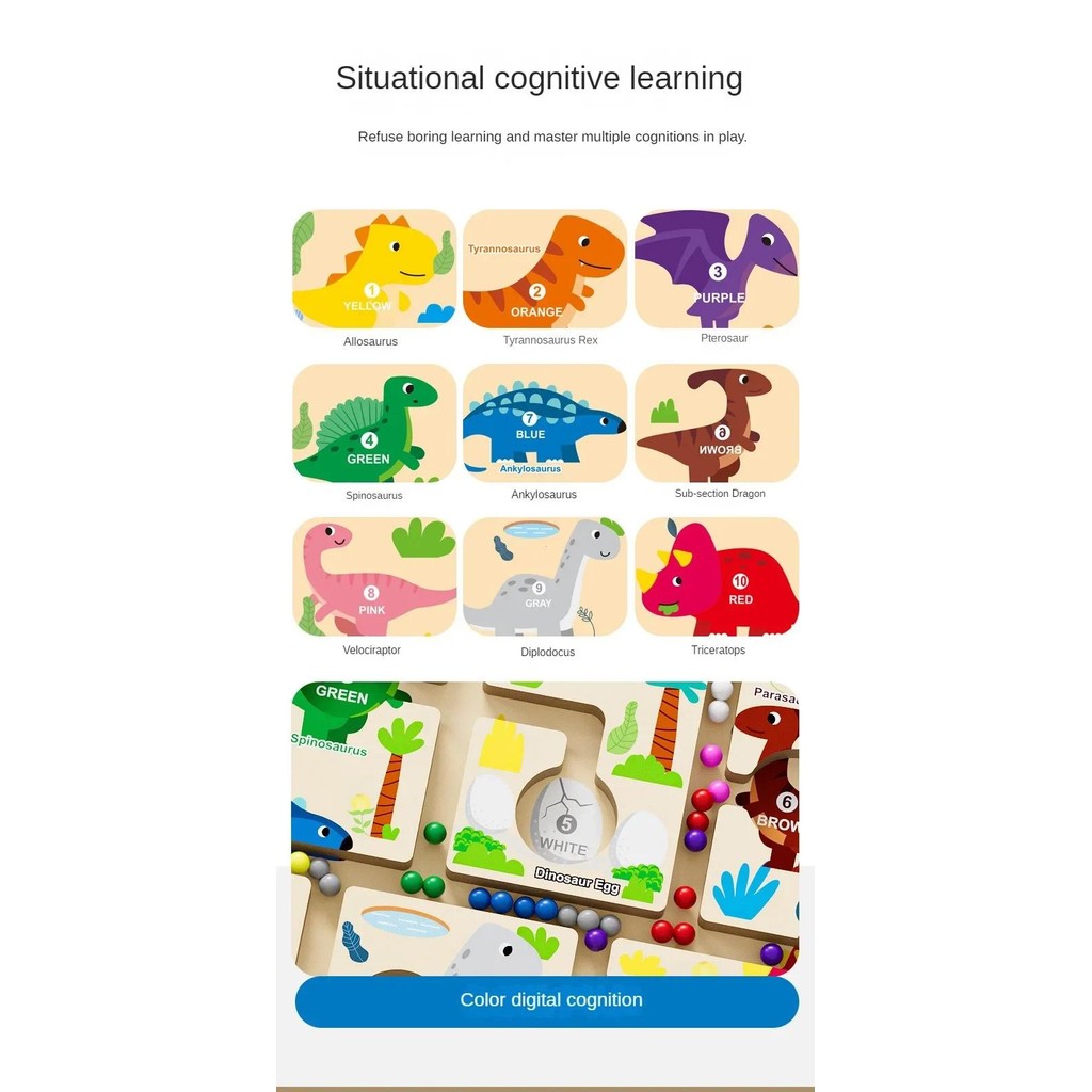 Montessori Magnetic Color Sorting Games Maze Board Pen Moving Bead ...