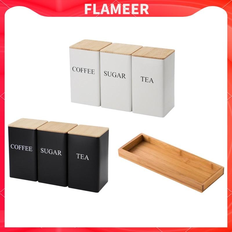 [FlameerMY] 3Pcs Kitchen Canisters for Countertop Coffee Tea Sugar ...