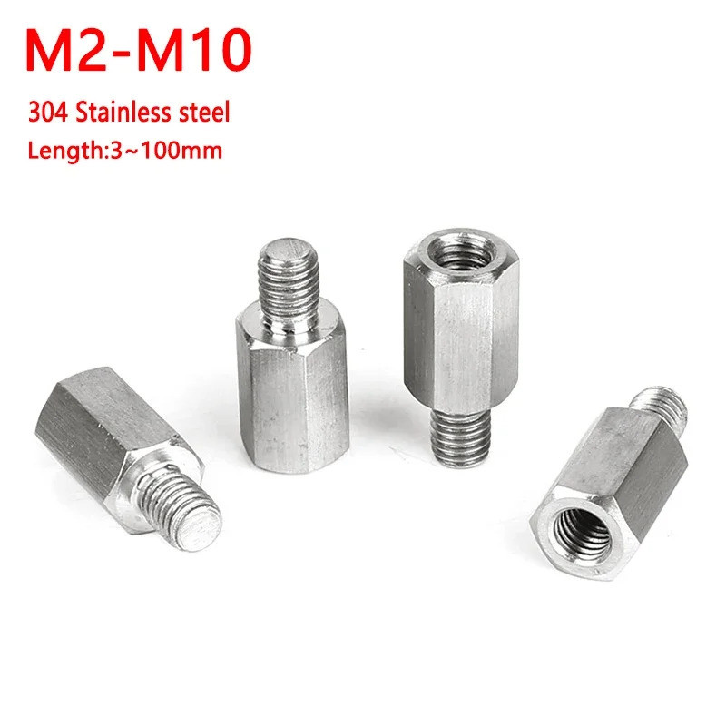 304 Stainless Steel Hex Standoff Spacer | M2 M2.5 M3 M4 M5 M6 M8 M10 Male to Female Stud | PCB ...