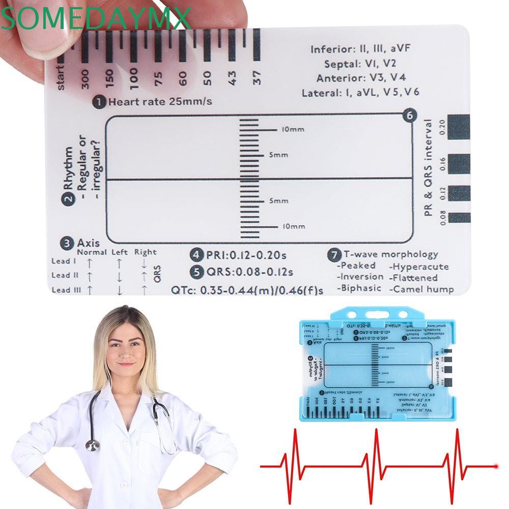 SOMEDAYMX ECG 7 Step Ruler Card, Portable Pocket with Protective Sheath Ecg/Ekg Reference Guide ...