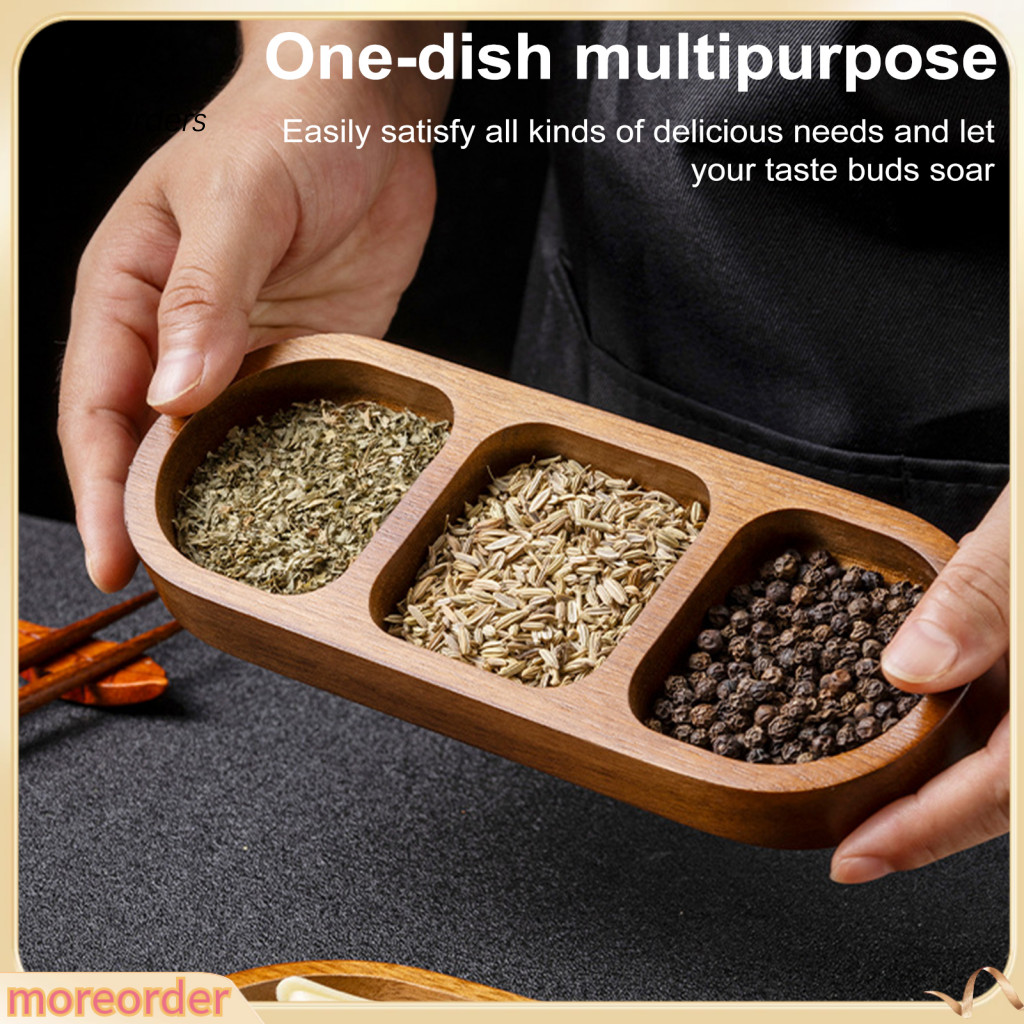 moreorders| Appetizer and Dip Tray Sauce Dipping Plate Handcrafted Wooden Serving Tray with ...