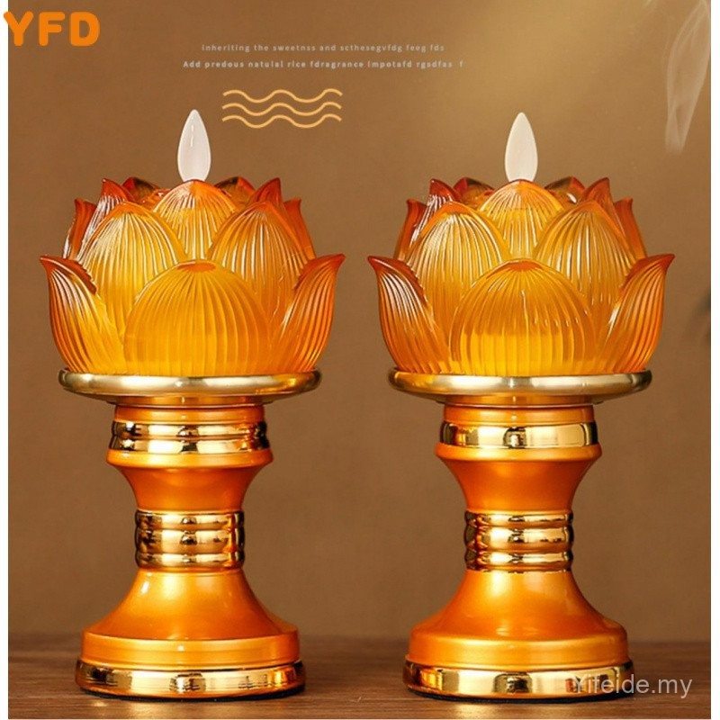 YFD LED Electronic Candle Lotus Lamp Buddha Lampu Ibadah Rumah Cahaya ...