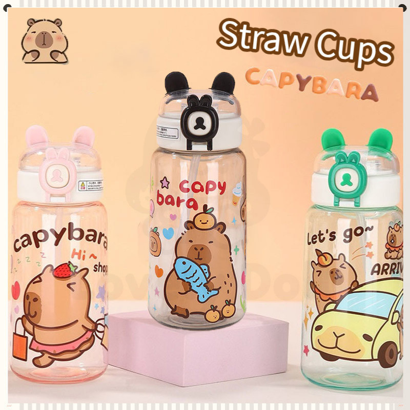 500ML Capybara Water Cup Plastic Cup with Straw Transparent Water ...