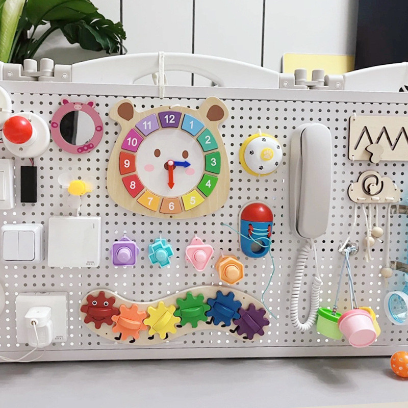 Children DIY Parts Montessori Pegboard Busy Board Wood Toys Training ...