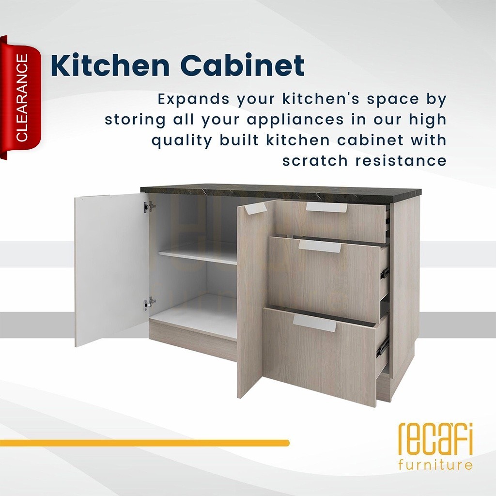 Recafi Furniture 4.5FT Base Unit Modern Melamine Kitchen Cabinet ...