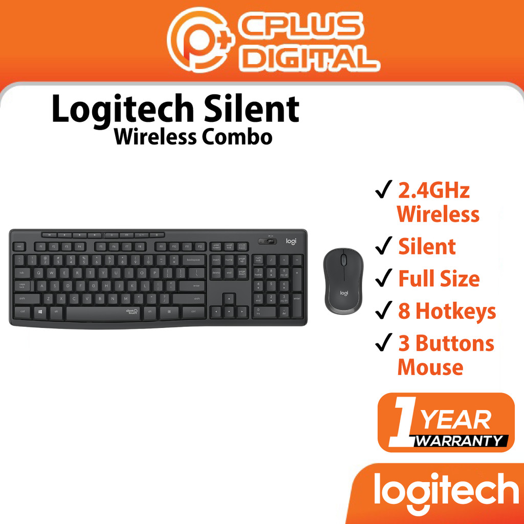 Logitech Silent Wireless Keyboard and Mouse Combo 2.4GHz Alkaline ...