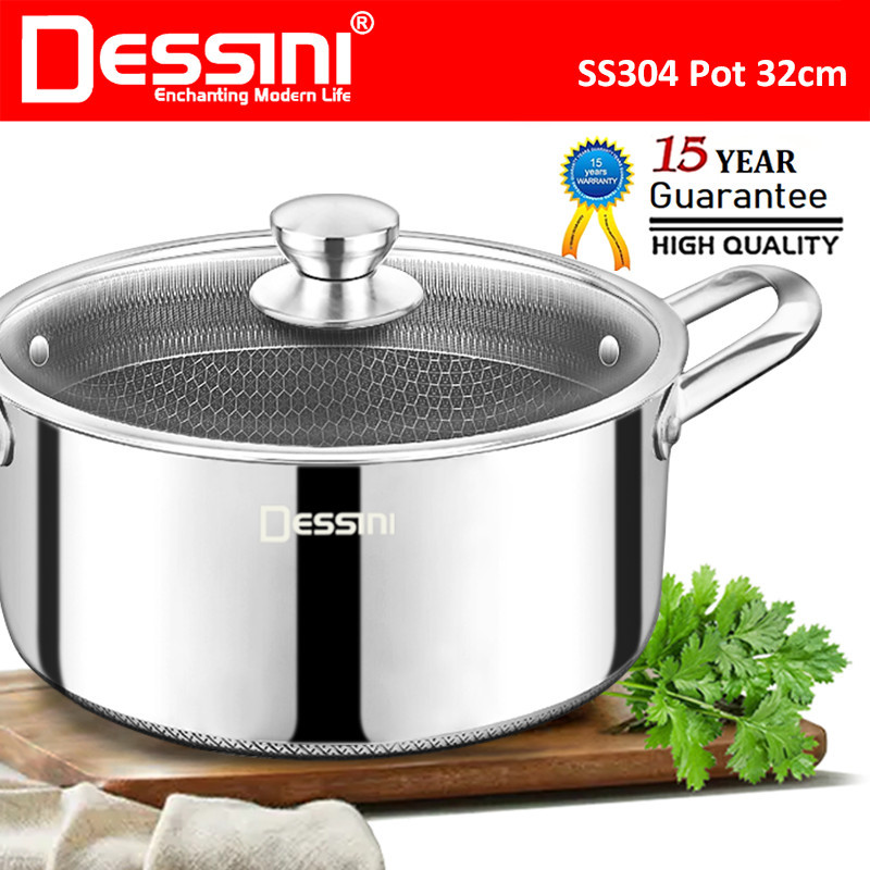 DESSINI ITALY 32CM Honeycomb SUS304 Stainless Steel Casserole Induction ...