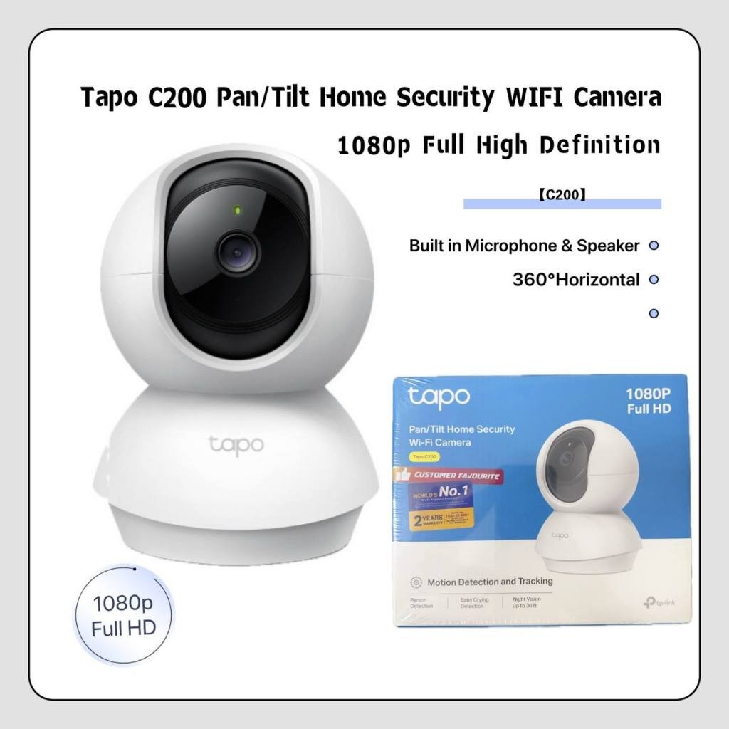 TP-Link Tapo CCTV C200 WS 1080P Full HD Pan/Tilt Wireless Wifi Home ...