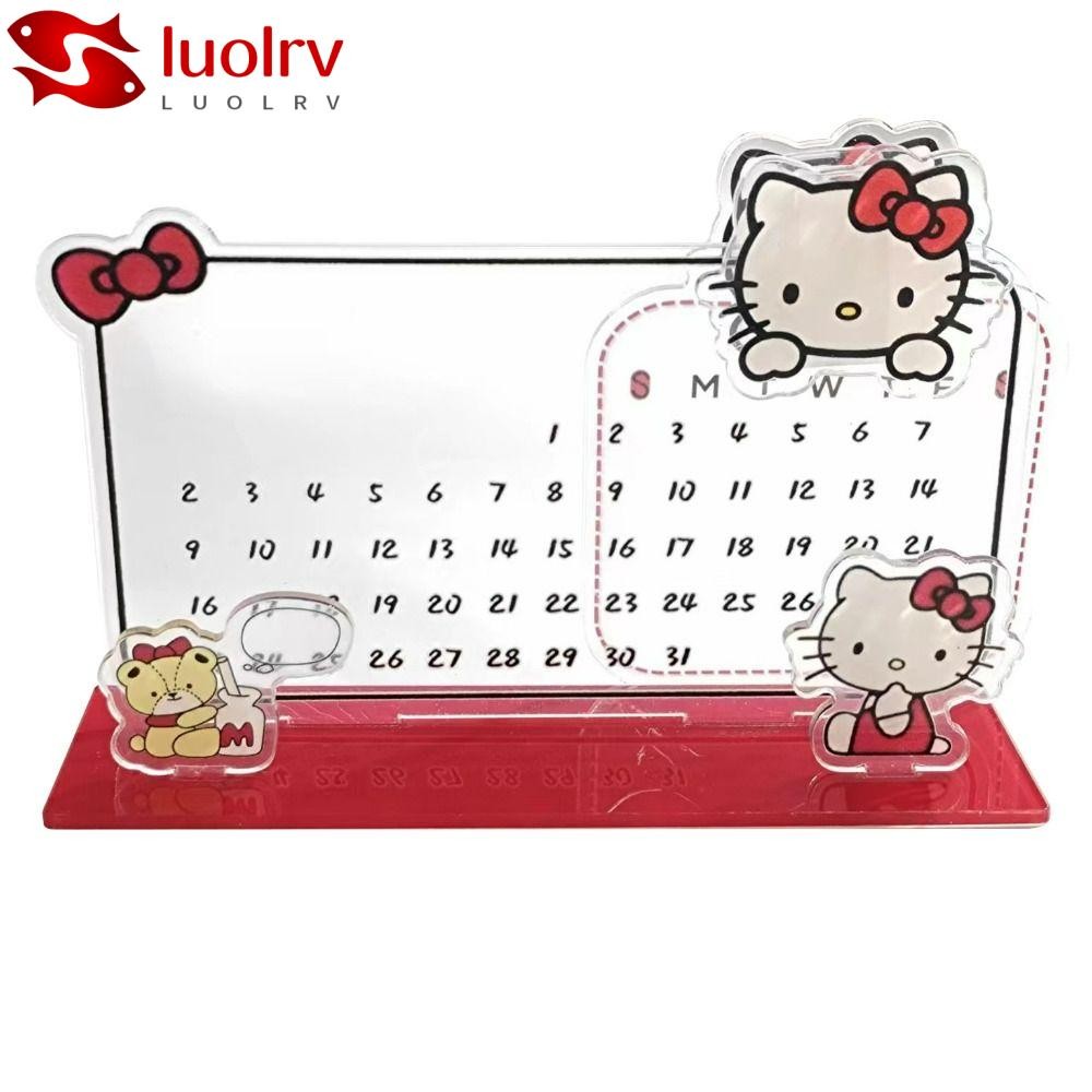 LUOLRV Time Perpetual Calendar, Acrylic Hello Kitty Desktop Calendar ...