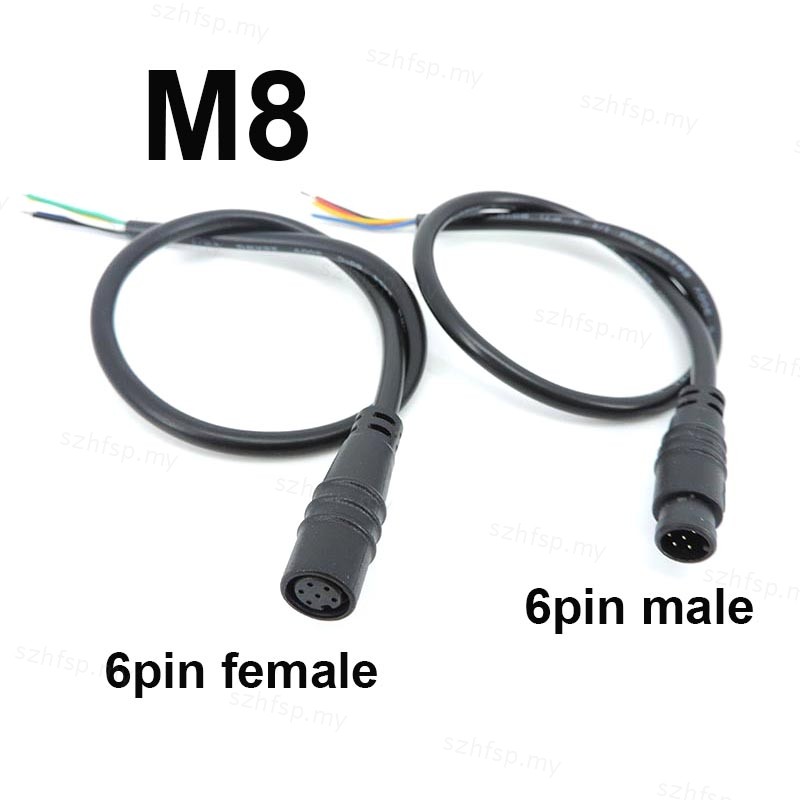 M8 female male 6pin 28awg core DC Electric Bicycle Butt Joint Plug ...