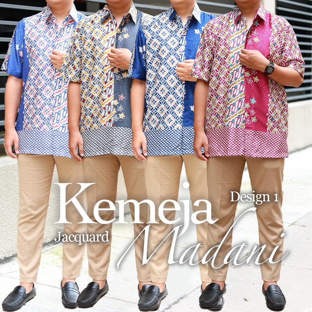 JAKEL Kemeja Batik Jaquard Short Sleeve Madani Design 1 | Shopee Malaysia