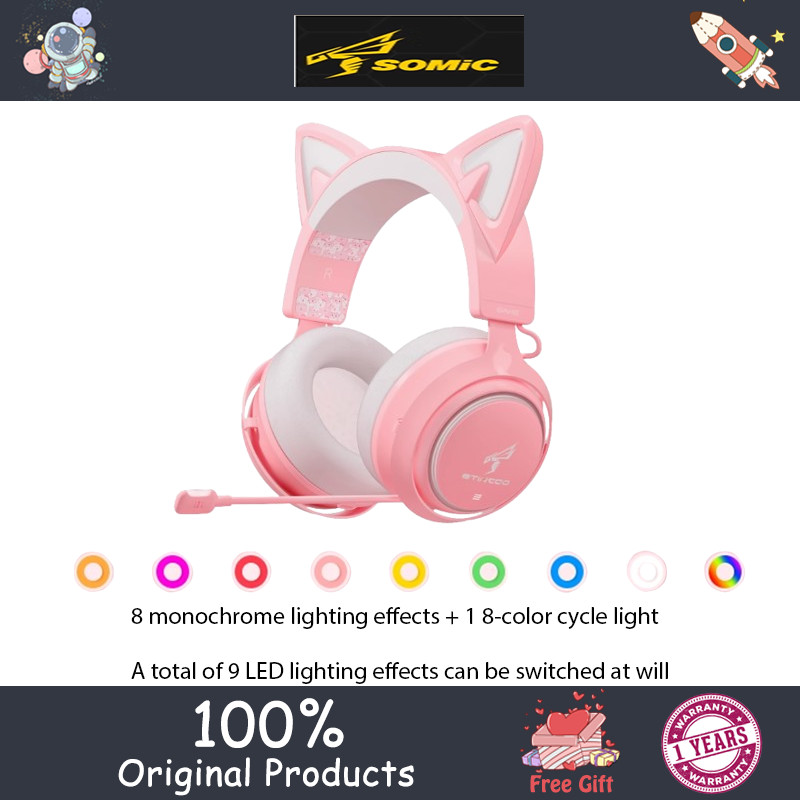 Somic GS510 Cat ear over-ear bluetooth headset e-sports game wireless ...