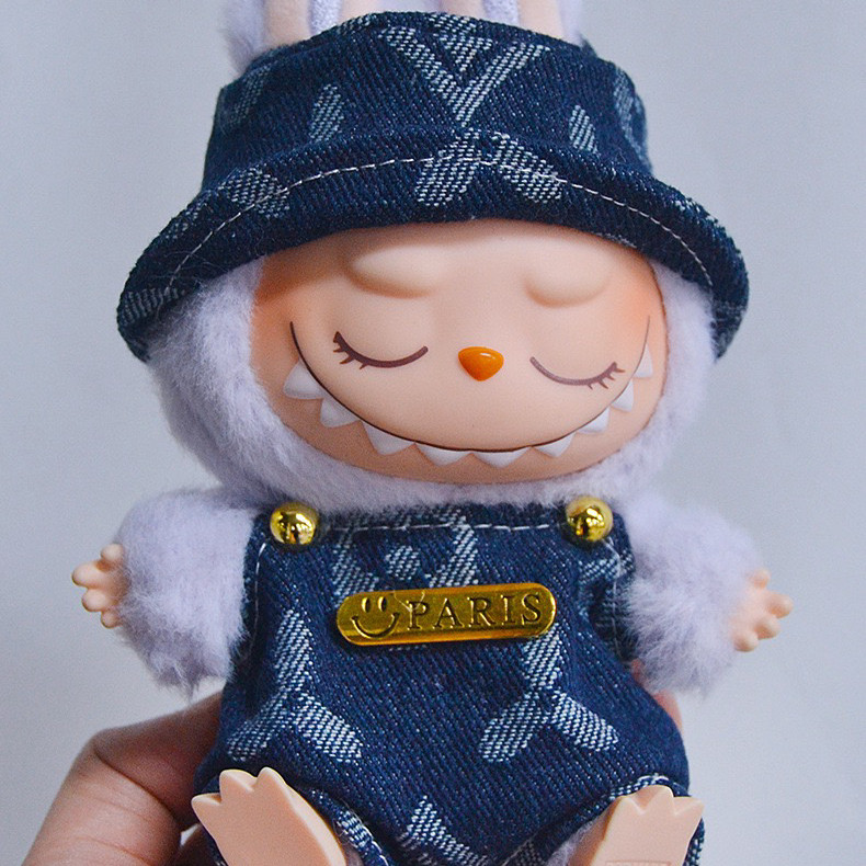 (Cloth Only) For 17cm labubu baby clothes vinyl blind box macaron sit ...