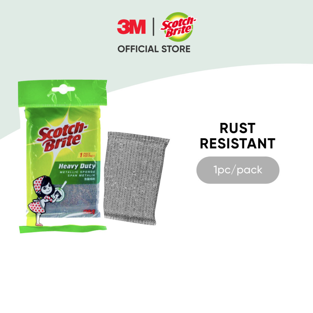 3M™ Scotch-Brite® Heavy Duty Metallic Sponge, Rust Resistant, 1 pc/pack ...