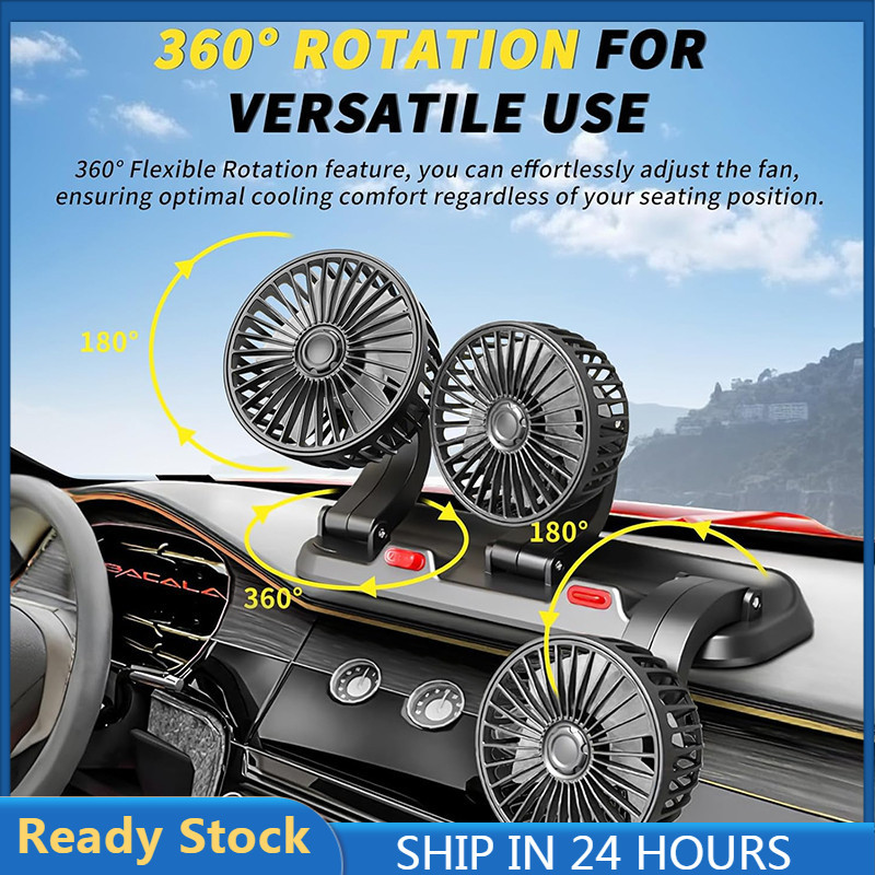 Car Electric Fan USB 5V USB Three Headed Vehicle Fan Truck Fan ...