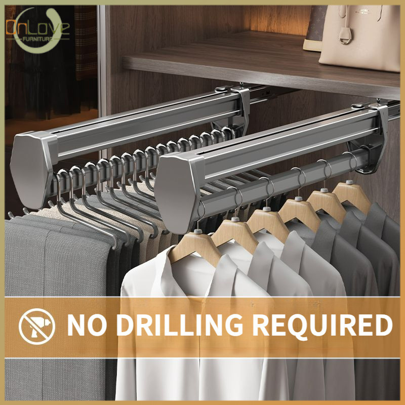 Perforation-free Pull-out Pants Rack Retractable Slide Track Track ...