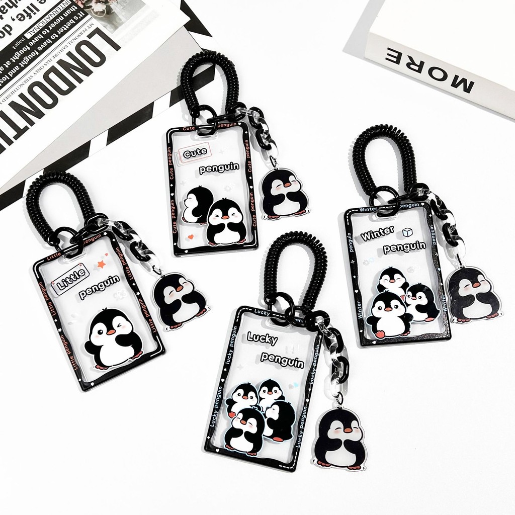 Adorable Penguin Design Transparent ID Card Case - Cute Couple Style ...