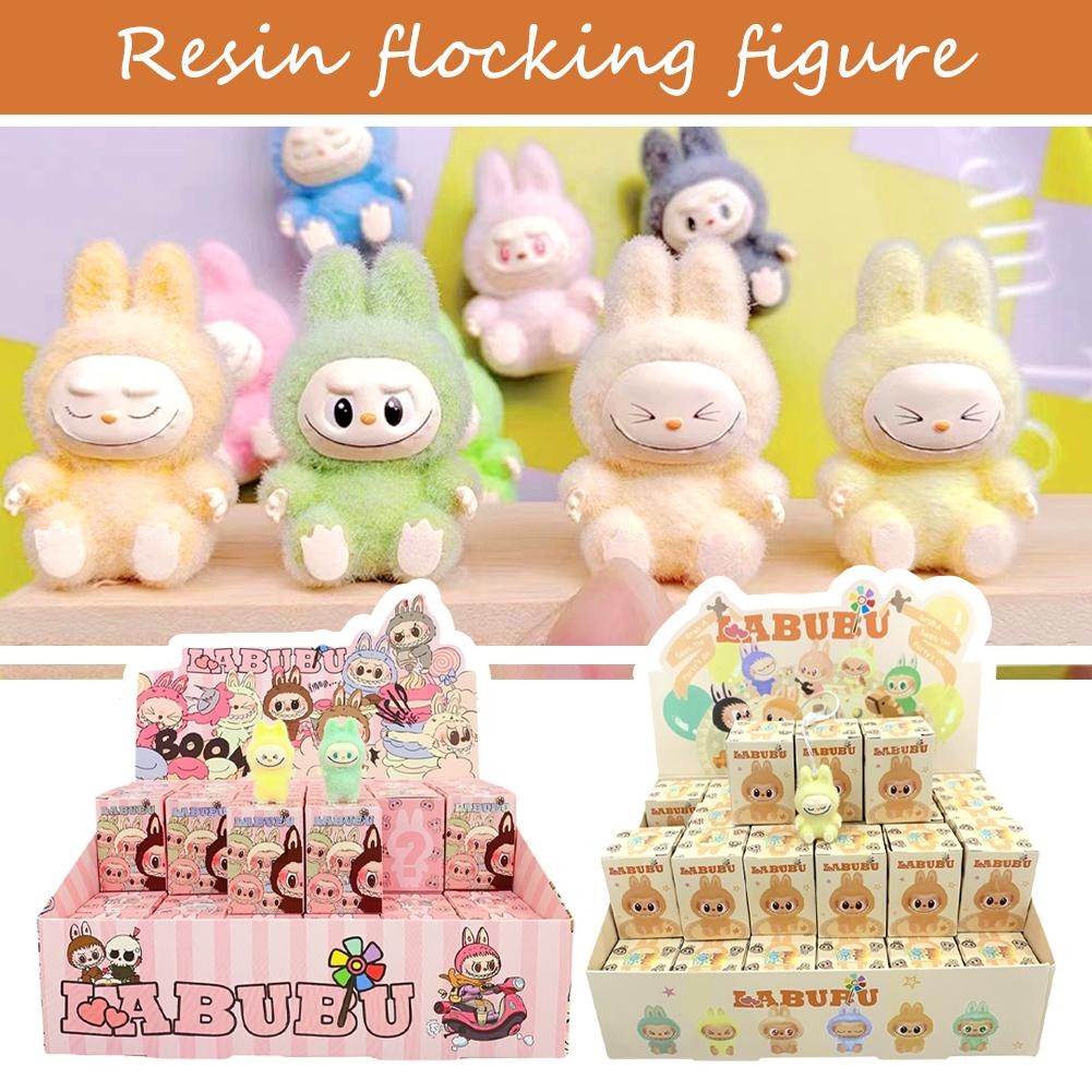 Cartoon Labubu Resin Flocking Doll Blind Box Pendant Cute Ornaments Bag ...