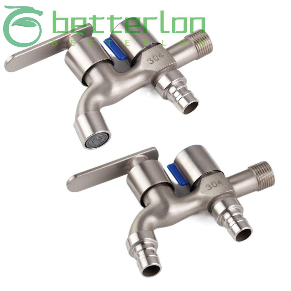 BETTER-LONTIME Double Water Outlet Tap, Stainless Steel One-in-two-out ...