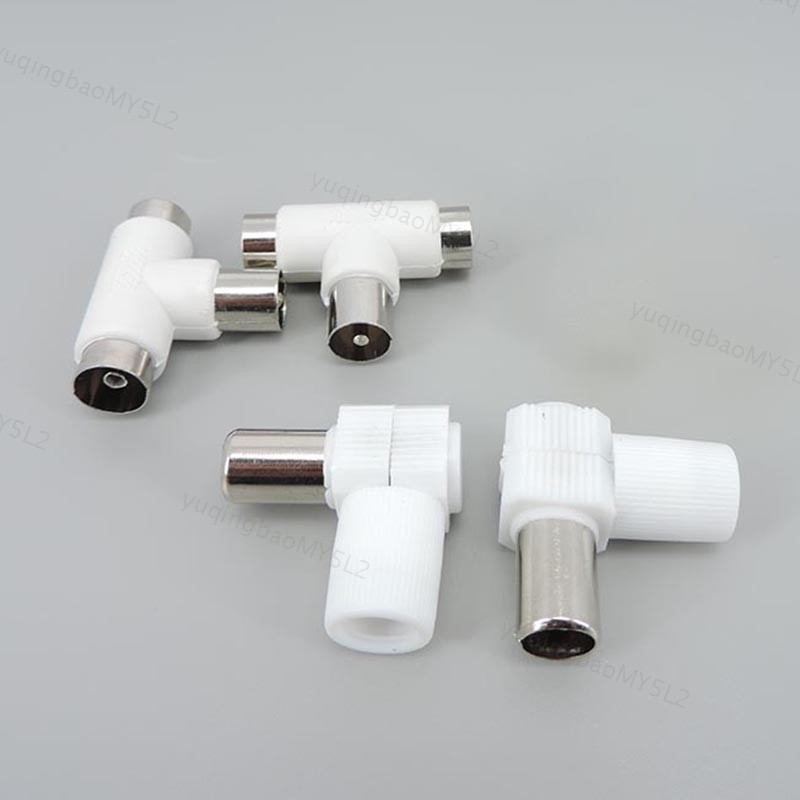 White RF TV male to 2 way Female angel splitter Plug Jack socket cable ...