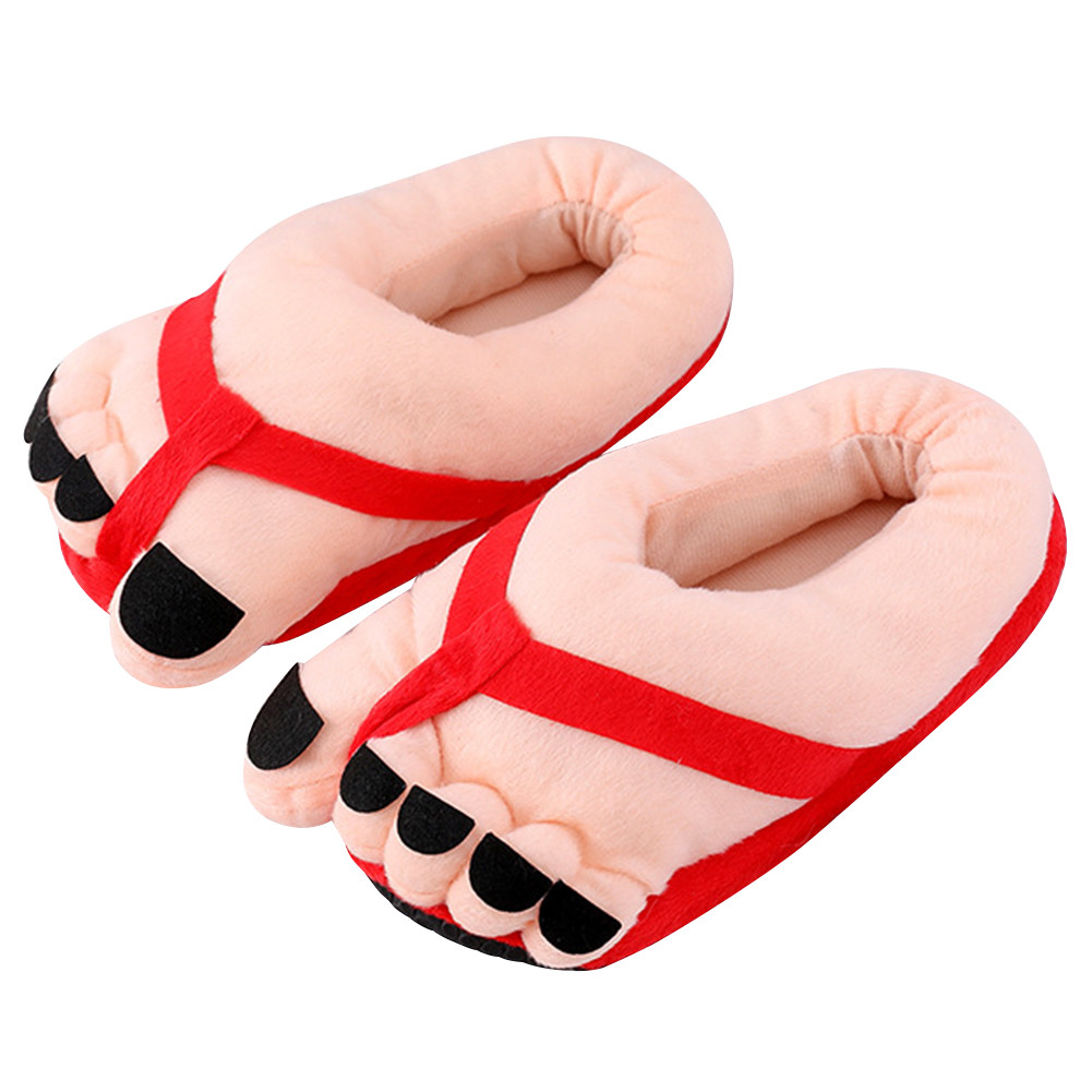 Funny Big Toe Shoes Fluffy Couple Shoes Plush Home Slippers for Indoor ...