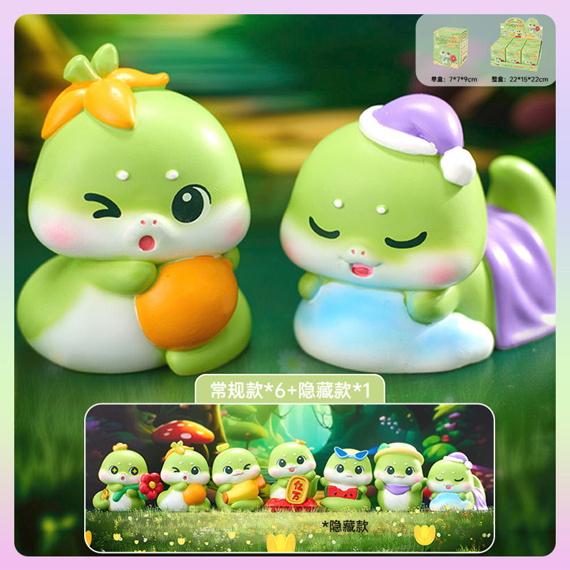 Cute green little snake year of the Snake blind box figure toy desktop ...