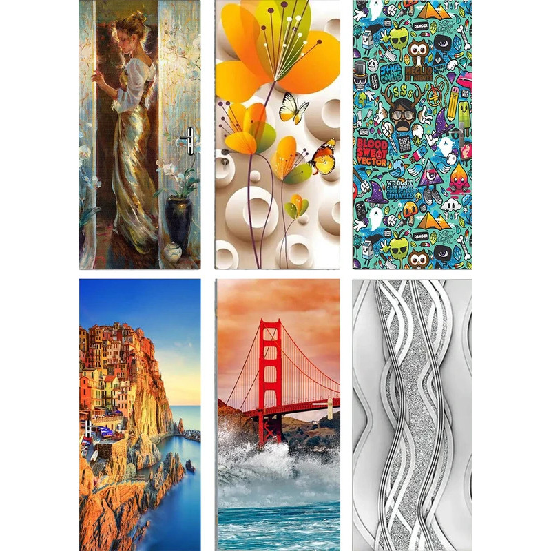 Custom wallpaper mural Pink Cherry Blossom Door Sticker Spring Cherry ...