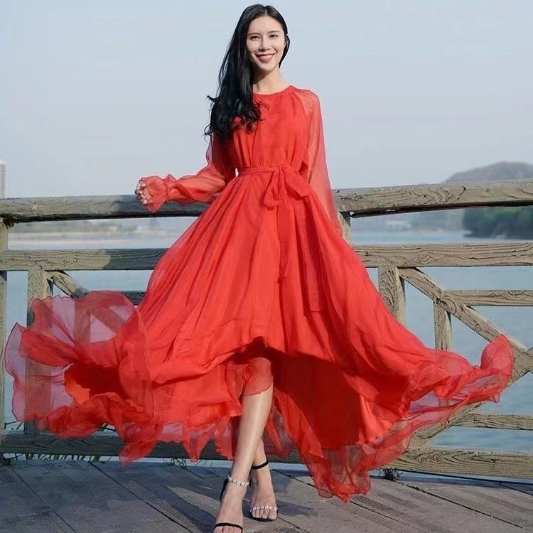 2025 raya baju pantai wanita rok panjang perempuan Super Long Oversized ...