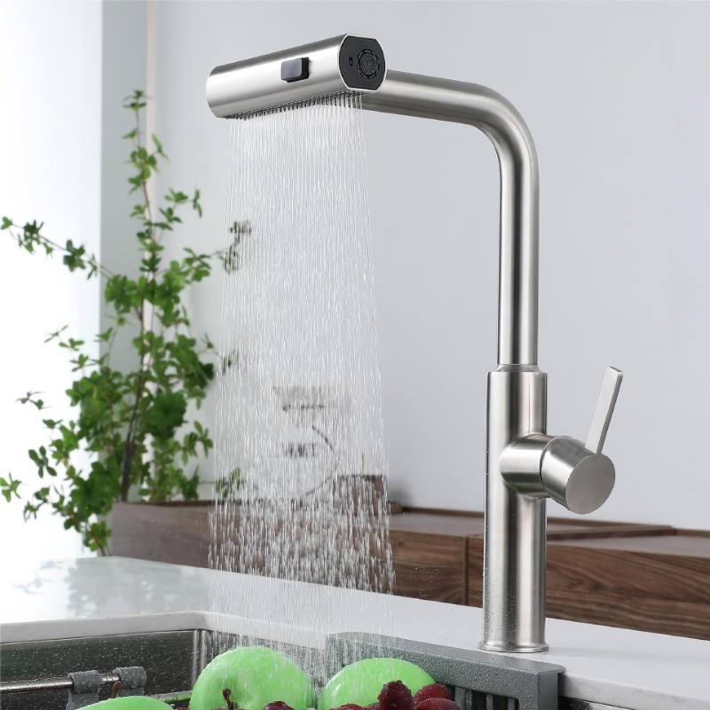 Kitchen Pull-out Flying Rain Waterfall Faucet Hot and Cold Faucet 304 ...
