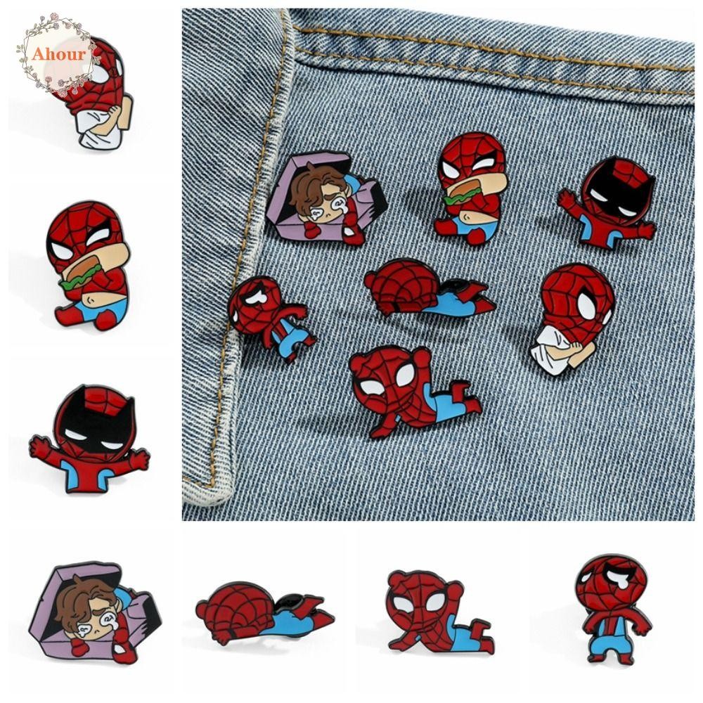 AHOUR Cartoon SpiderMan Brooch, Marvel Superhero Fashion SpiderMan ...