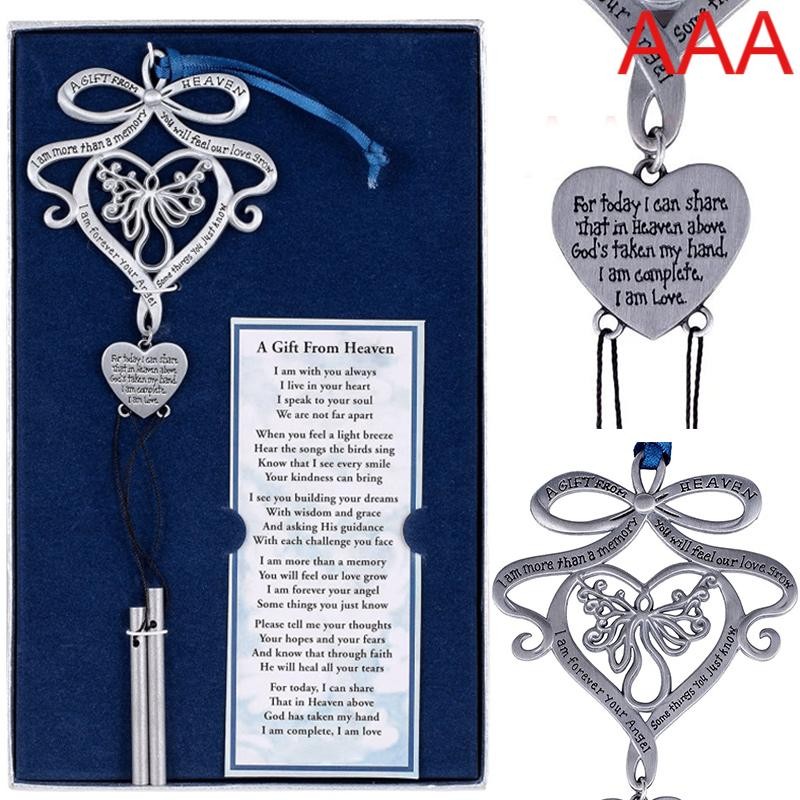 A Gift from Heaven Memorial Wind Chime Heart Shape Letter Engravedgift ...