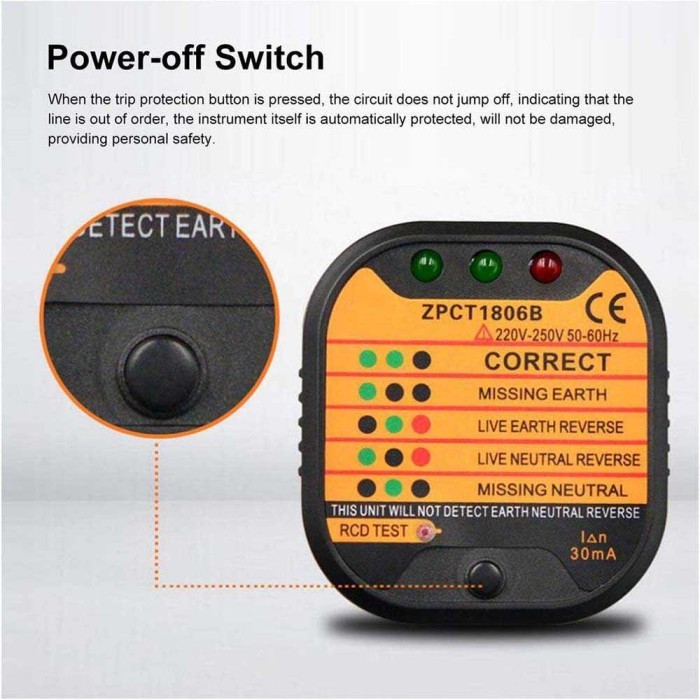 Neutral Line Phase Socket Cable Test Tool Smart Socket Tester Detector ...