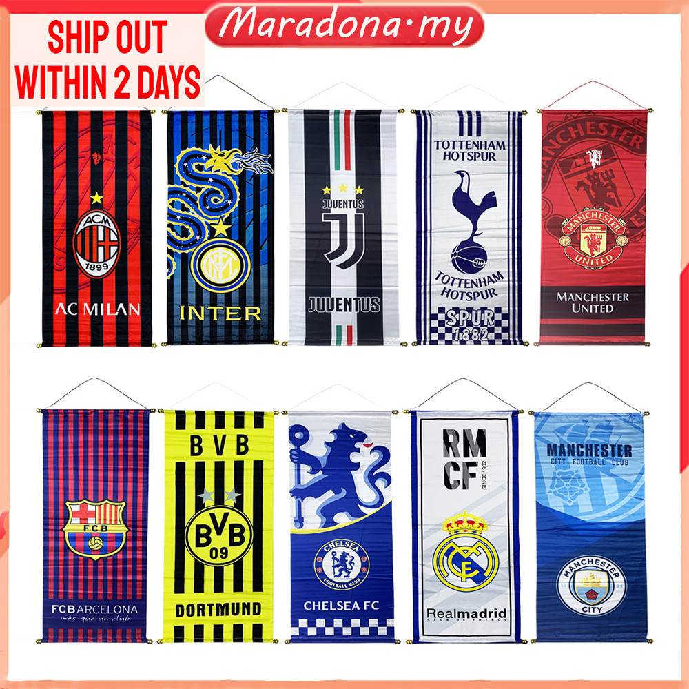 Flags Of Popular Clubs In The Five Major Football Leagues Hanging Flag ...