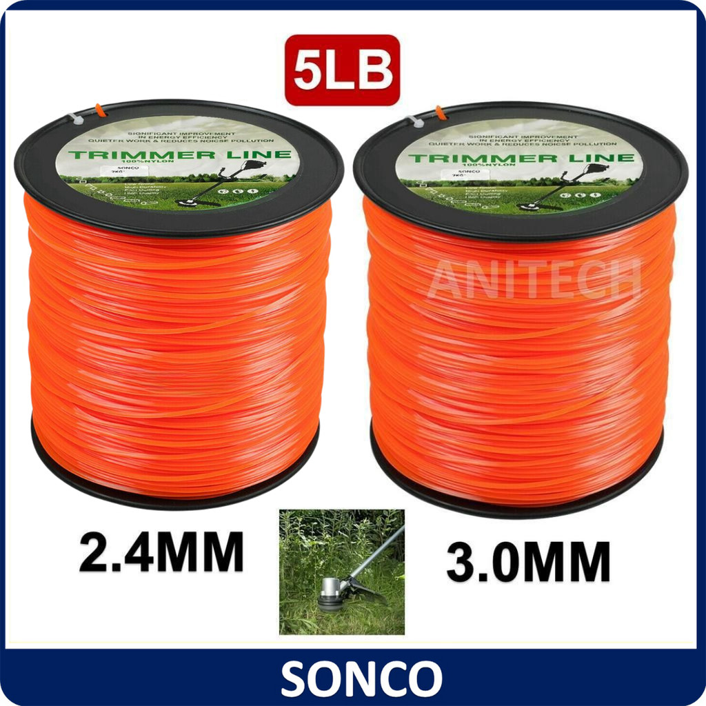 SONCO BRUSH CUTTER NYLON TRIMMER LINE /2.4mm 3.0mm GRASS TRIMMER LINE / TALI MESIN RUMPUT Grass ...