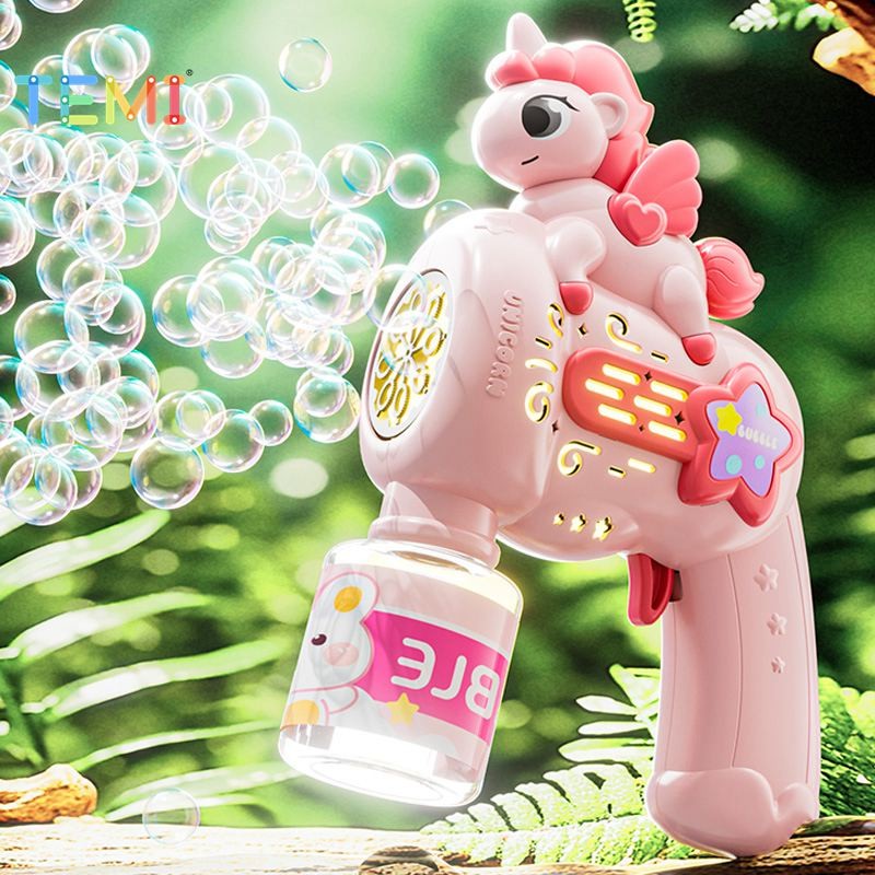 TEMI Unicorn Bubble Machine Toy Automatic Bubble Blowing Outdoor Kids ...