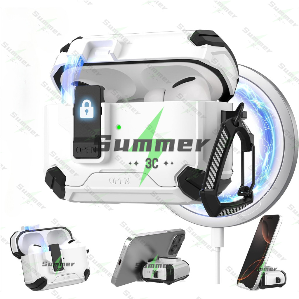 AirPods 4/4ANC Case With Magnetic Auto Lock System With Phone Stand For ...