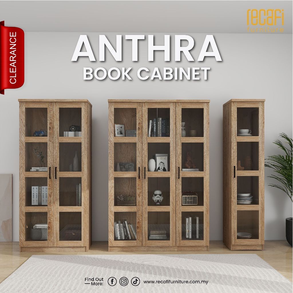 Recafi Furniture Anthra 1/2/3 Door Display Cabinet | Bookcase | Rak ...