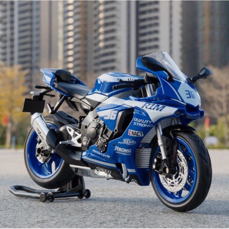 BLUE YAMAHA YZF-R1M Motor Scale 1:12 Diecast Motorcycle Metal Alloy ...