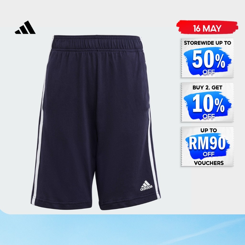 adidas Lifestyle Essentials 3-Stripes Knit Shorts Unisex Blue HY4717 ...