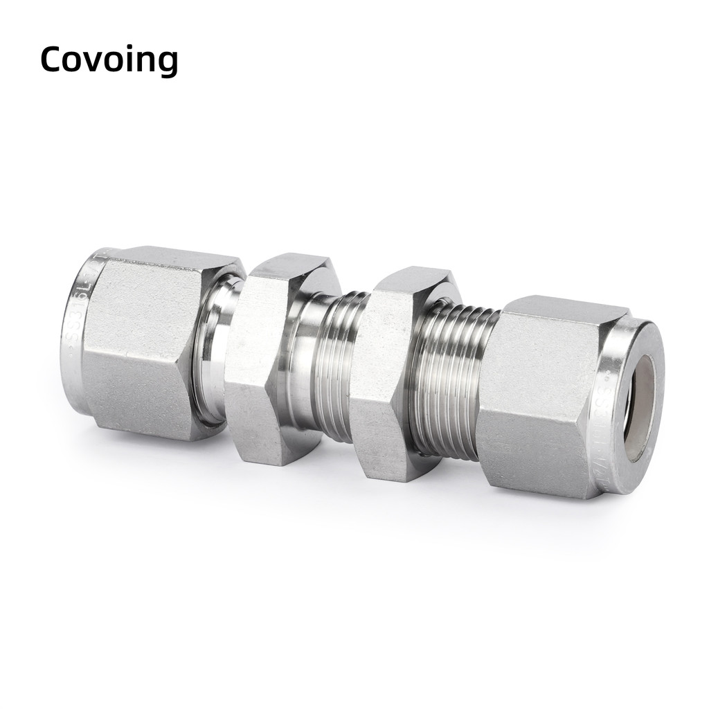 Covoing 316L Stainless Steel Compression Tube Fitting Bulkhead Union ...