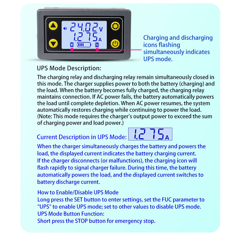 DIYMORE DC 10-110V 10A Couron Meter Automatic Battery Charge Discharge ...